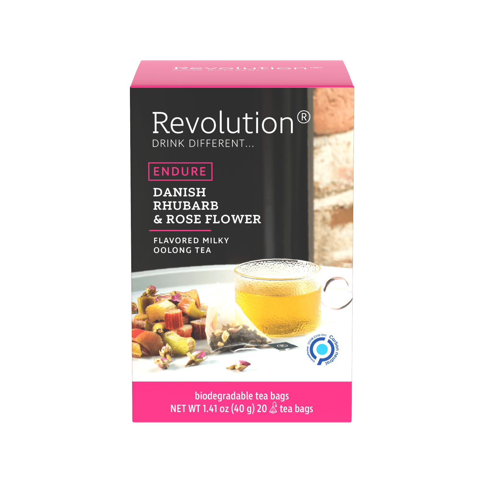 ENDURE Danish Rhubarb & Rose Flower 20 Count – Revolution Tea
