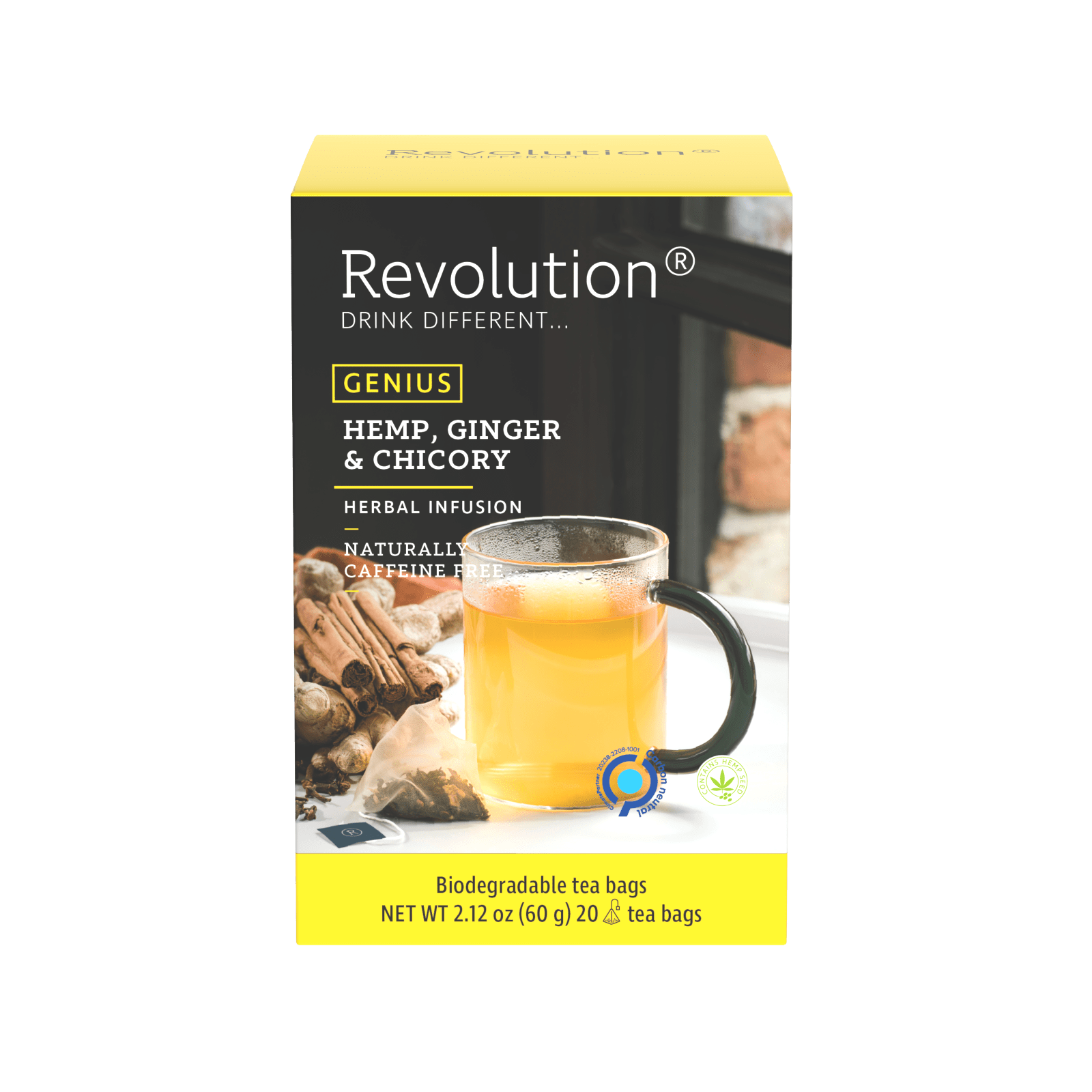 GENIUS Hemp, Ginger & Chicory 20 Count – Revolution Tea