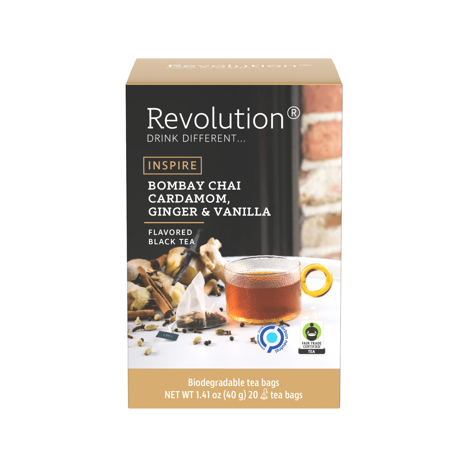 INSPIRE Bombay Chai Cardamom, Ginger & Vanilla 20 Count – Revolution Tea